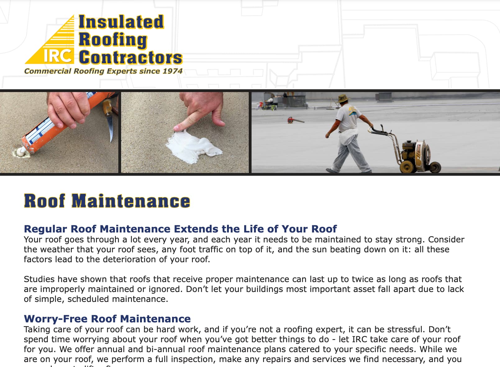 Roofing Maintenance | IRC | Insulated Roofing Contractors