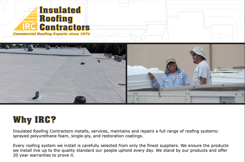 Why IRC | IRC | Insulated Roofing Contractors